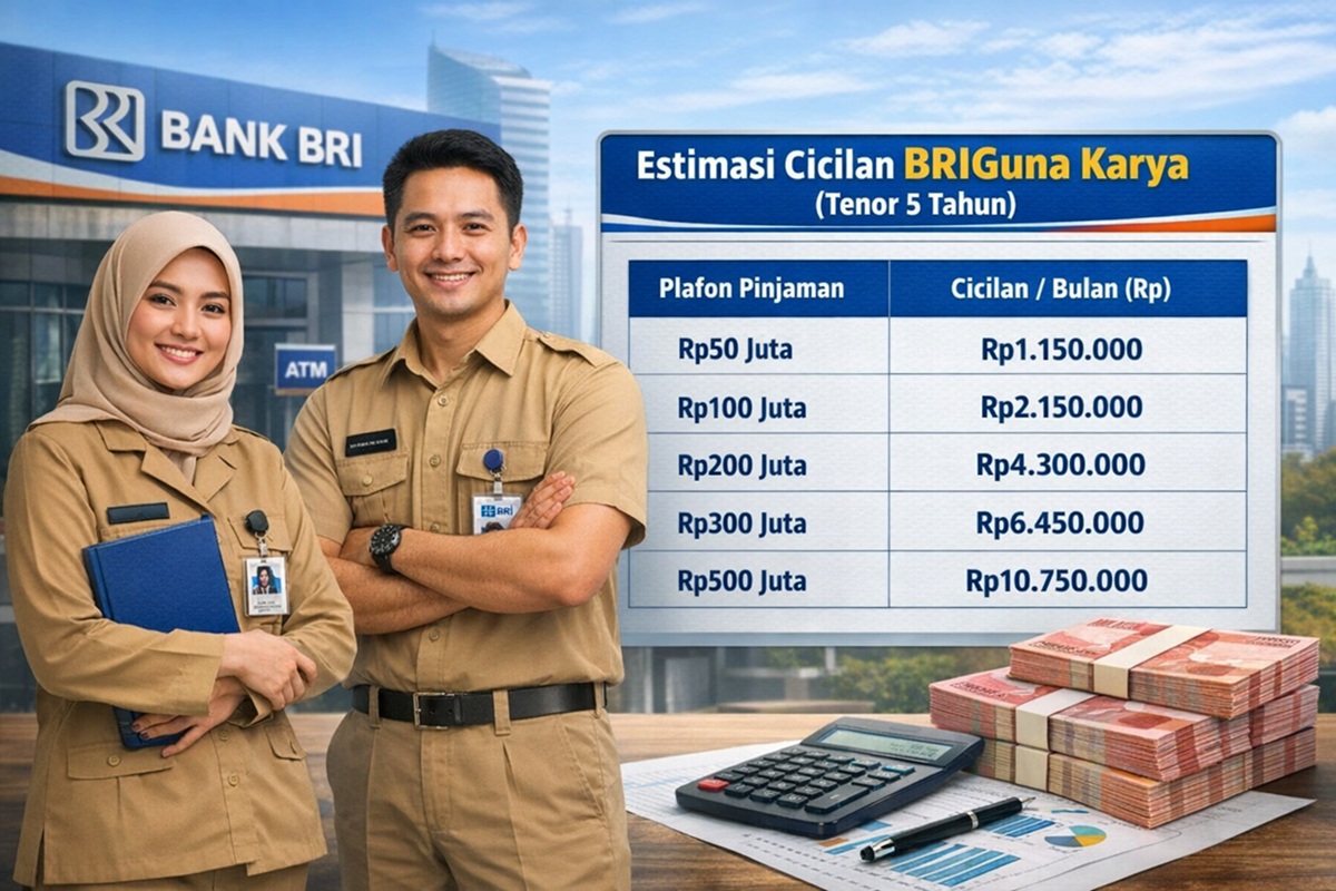 Tabel Lengkap Cicilan Pinjaman Bank BRI BRIGuna Karya 2026, PNS dan ...